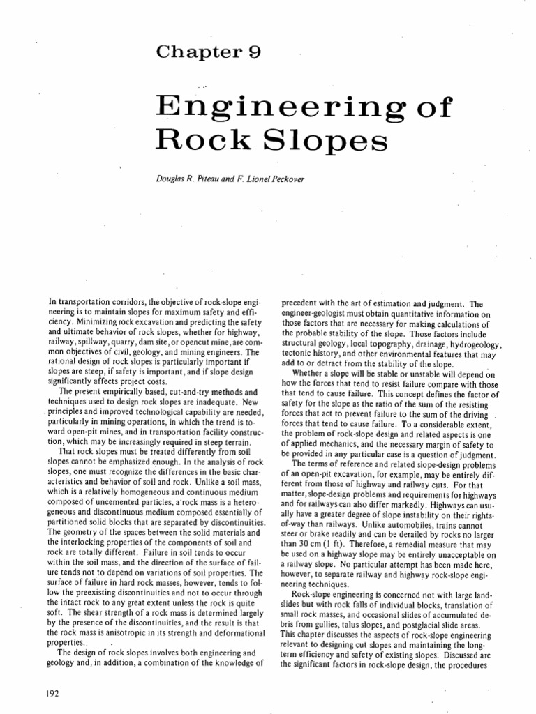 Engineering of Rock Slopes - Transportation Research Board Piteau 1978 | Download Free PDF ...
