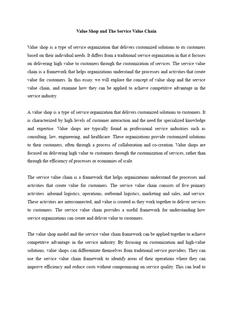 Value Shop and The Service Value Chain | PDF | Value Chain ...
