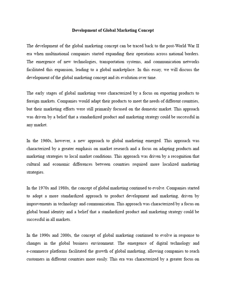 Development of Global Marketing Concept | PDF | Marketing | Globalization