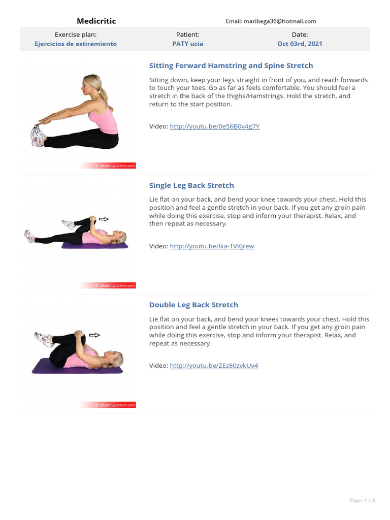 Exercise Plan | PDF | Anatomical Terms Of Motion | Knee