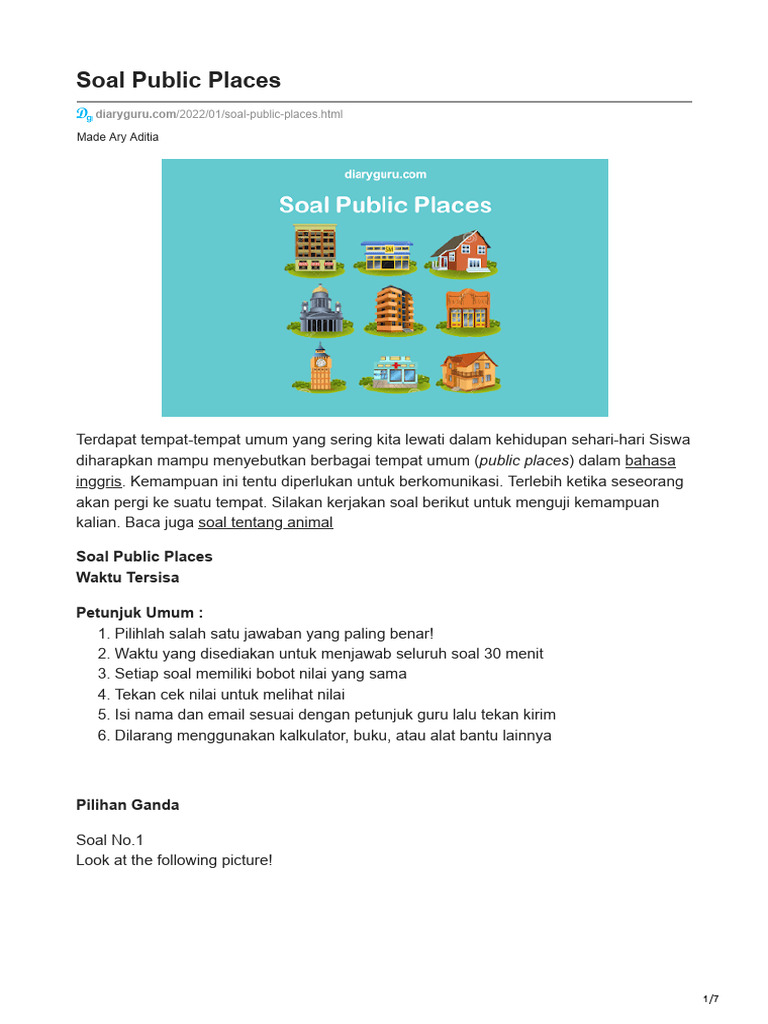 Soal Public Places | PDF | Language Arts & Discipline