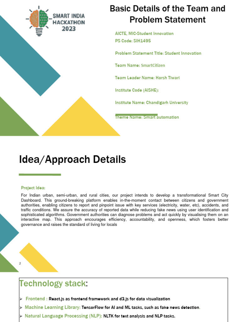 Idea Presentation Format SIH2023 College | PDF