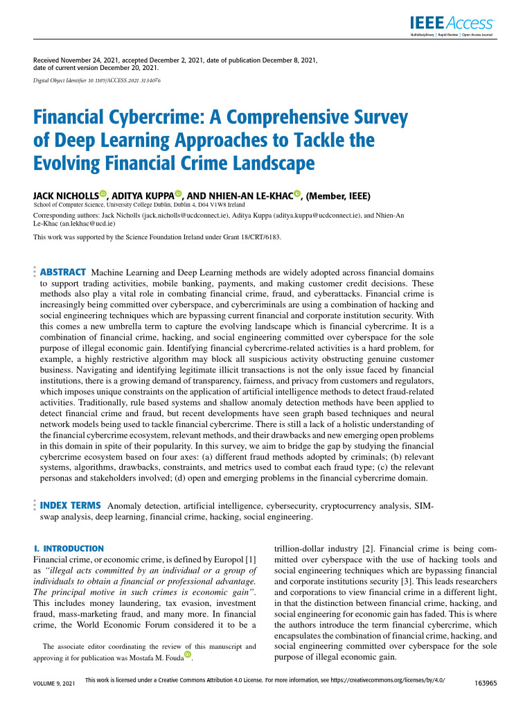 Financial Cybercrime A Comprehensive Survey of Deep Learning Approaches ...