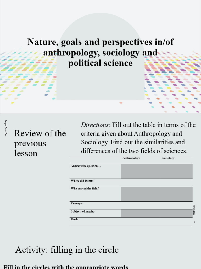 Q3 - 3 - Nature, Goals and Perspectives | PDF | Sociology | Anthropology