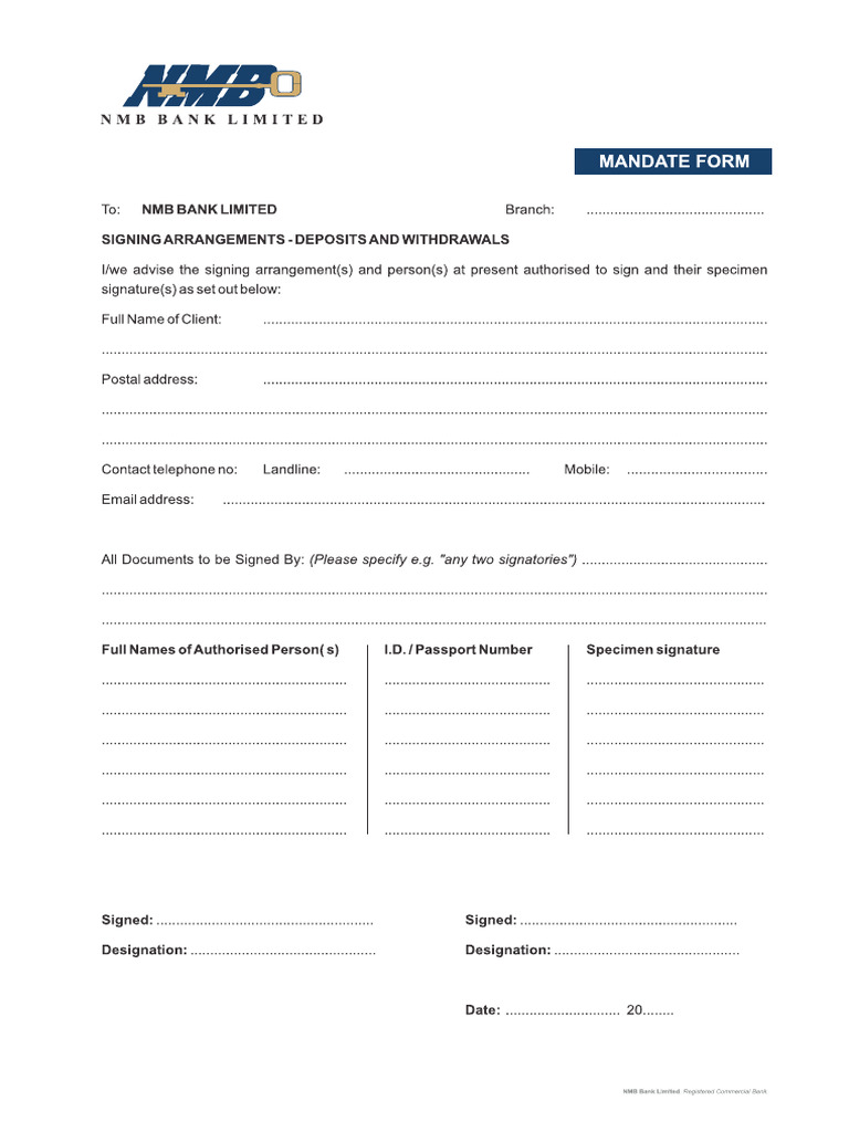 Mandate Form 010214 | PDF
