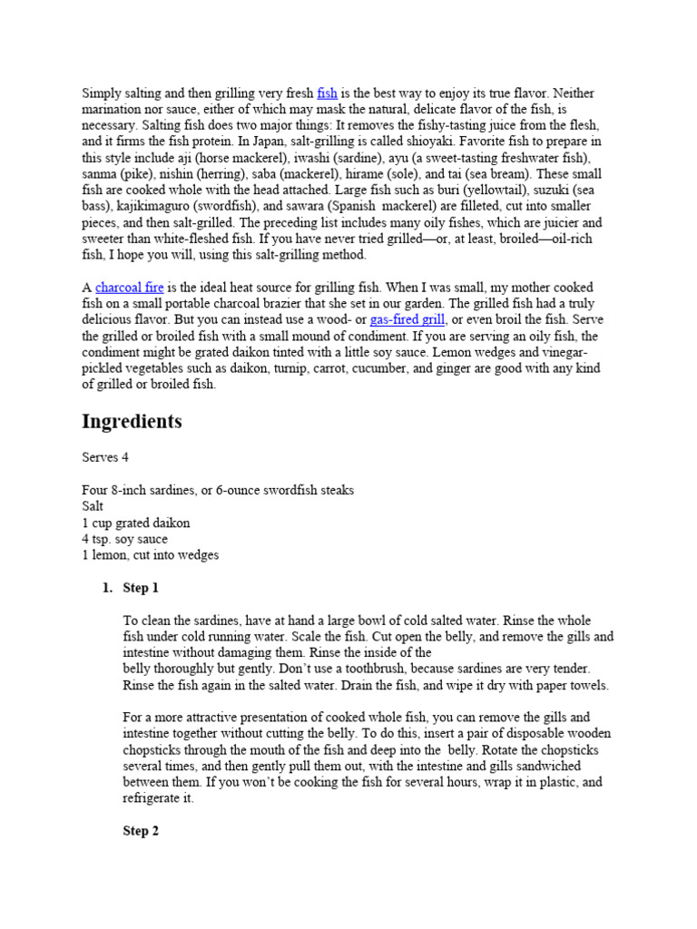 Fish Grilled Method | PDF