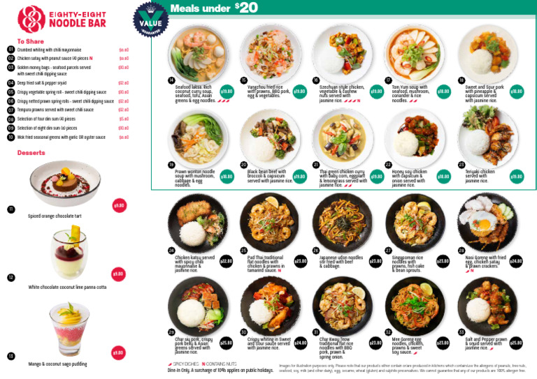 Crown-Perth-Restaurants-88-Noodle-Bar-Main-Menu | PDF | Food ...