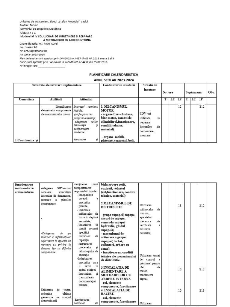 Planificare X_G PLANIFICARE 2023-2024 | PDF