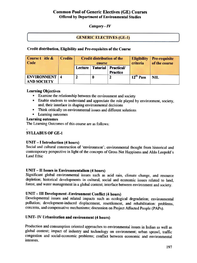 GE Sem III Environment and Society | PDF