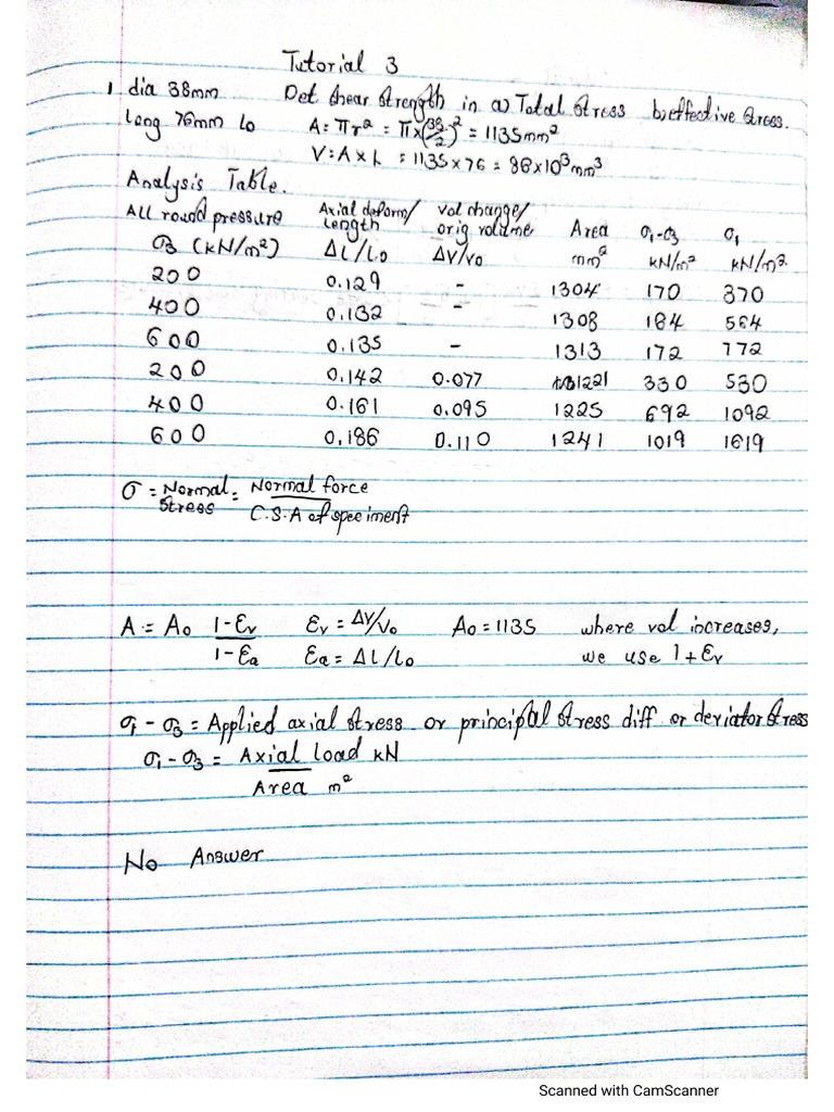 Geotech Tutorial 3 | PDF