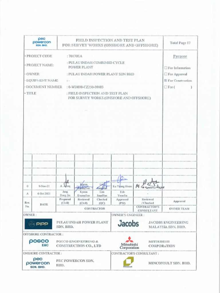 0-WD800-CZ250-00003 - Rev.0 FITP For Survey Works (Onshore and Offshore ...