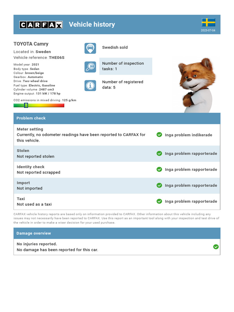Carfax Vehicle History Toyota Camry The06s Pdf Fuel Economy In