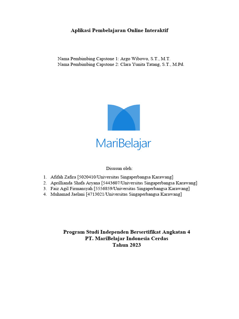 Aplikasi Pembelajaran Daring Interaktif AI | PDF | Karier & Perkembangan | Bisnis