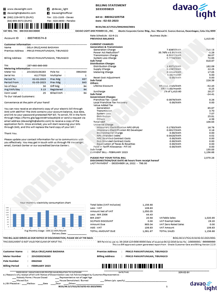 Electric Bill | Download Free PDF | Value Added Tax | Taxes