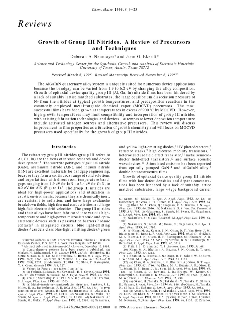 Growth of Group III Nitrides. A Review of Precursors and Technique ...