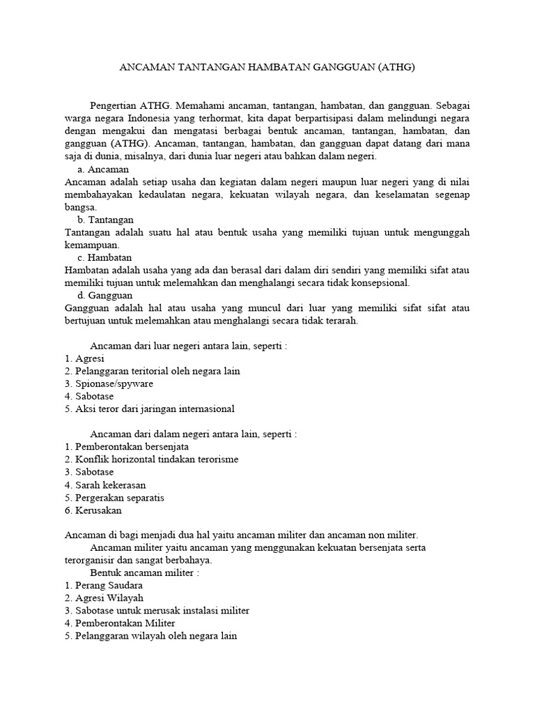 Ancaman Tantangan Hambatan Gangguan (Athg) | PDF | Pengembangan Diri