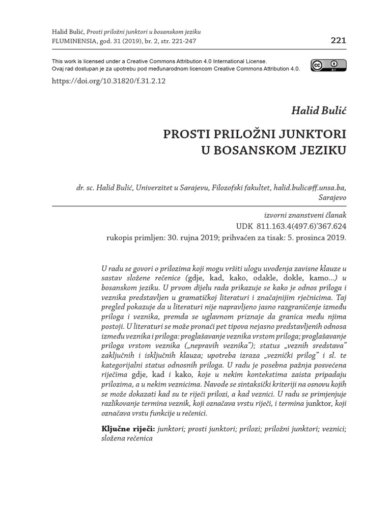 Bulic, H. Prosti Prilozni Junktori | PDF