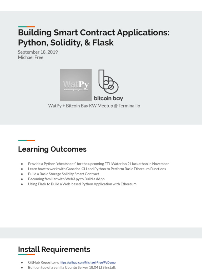 WatPy - Building Smart Contract Applications Python, Solidity, Flask - 2019 - Sep | PDF | Html ...