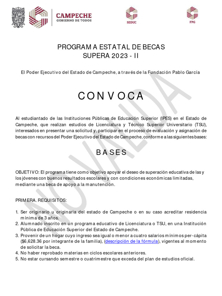 Convocatoria Beca Supera 2023-II | PDF