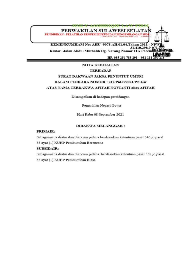 Nota Keberatan | PDF