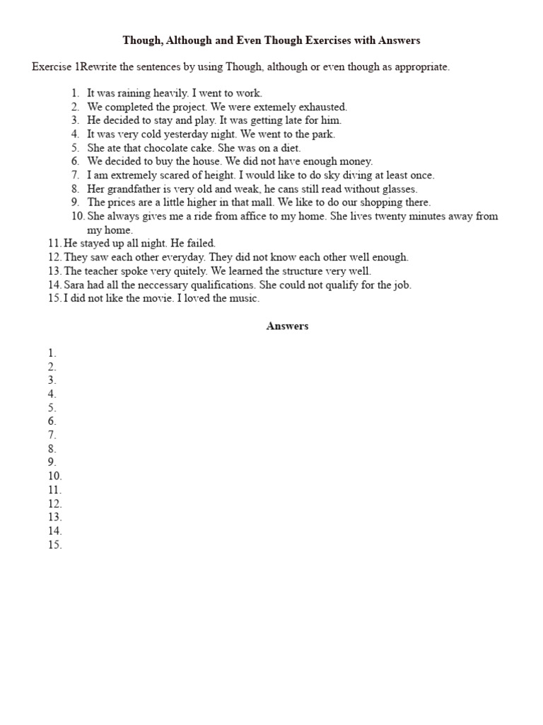 Although Though Even Though | PDF