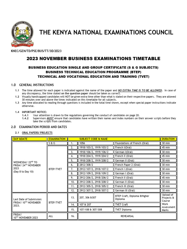 November 2023 Business Exam Timetable | PDF | Business | Economies