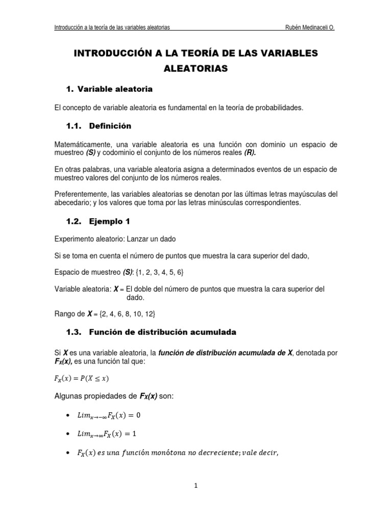 Tema 3 - Introducción A La Teoría de Las Variables Aleatorias | PDF