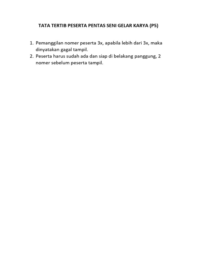 Tata Tertib Peserta Pentas Seni (p5) | PDF