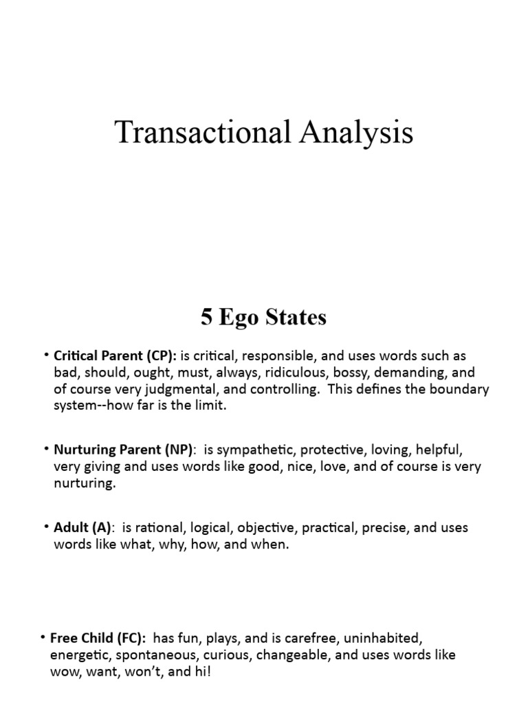 Transactional Analysis | PDF | Psychology