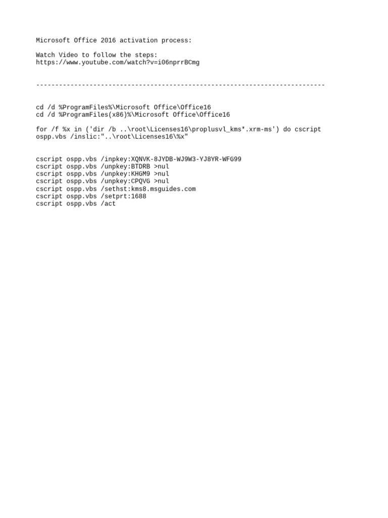 Activate MS Office 2016 Using CMD | PDF