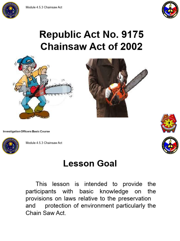 Chainsaw Act Overview and Regulations | PDF | Justice | Crime & Violence