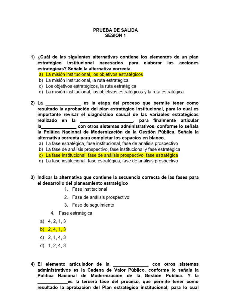 Prueba de Salida Clase 1 - 15p | PDF