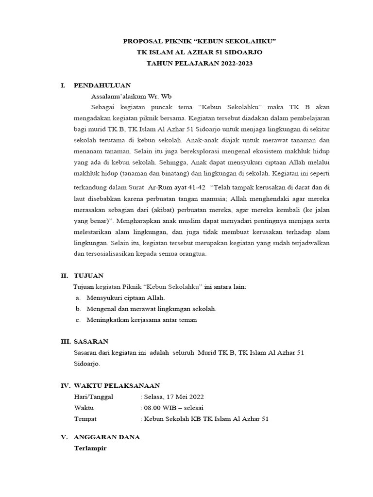 Proposal Puncak Tema Piknik-1 | PDF