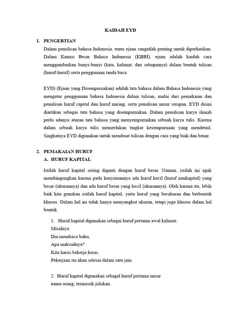 Bahasa Indonesia Kaidah Eyd | PDF
