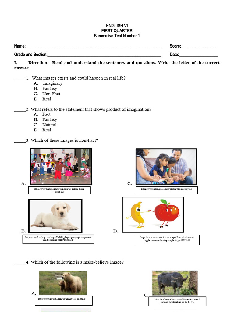 English 6 Q1 ST 1 | PDF
