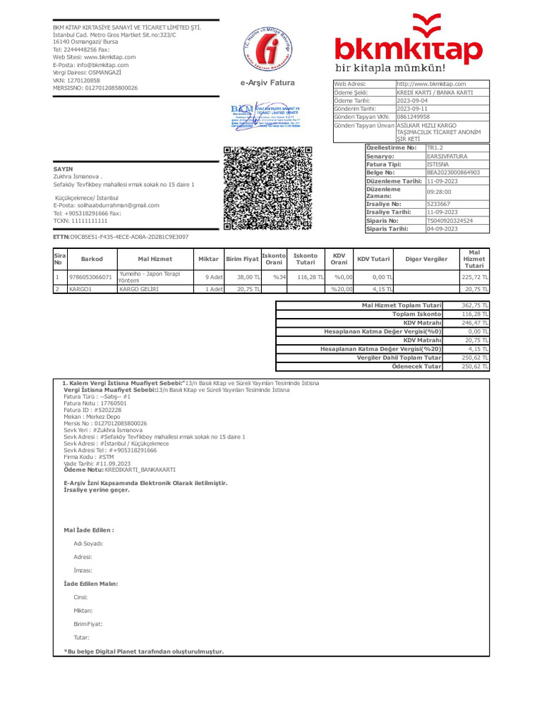 E-Arşiv Fatura | PDF