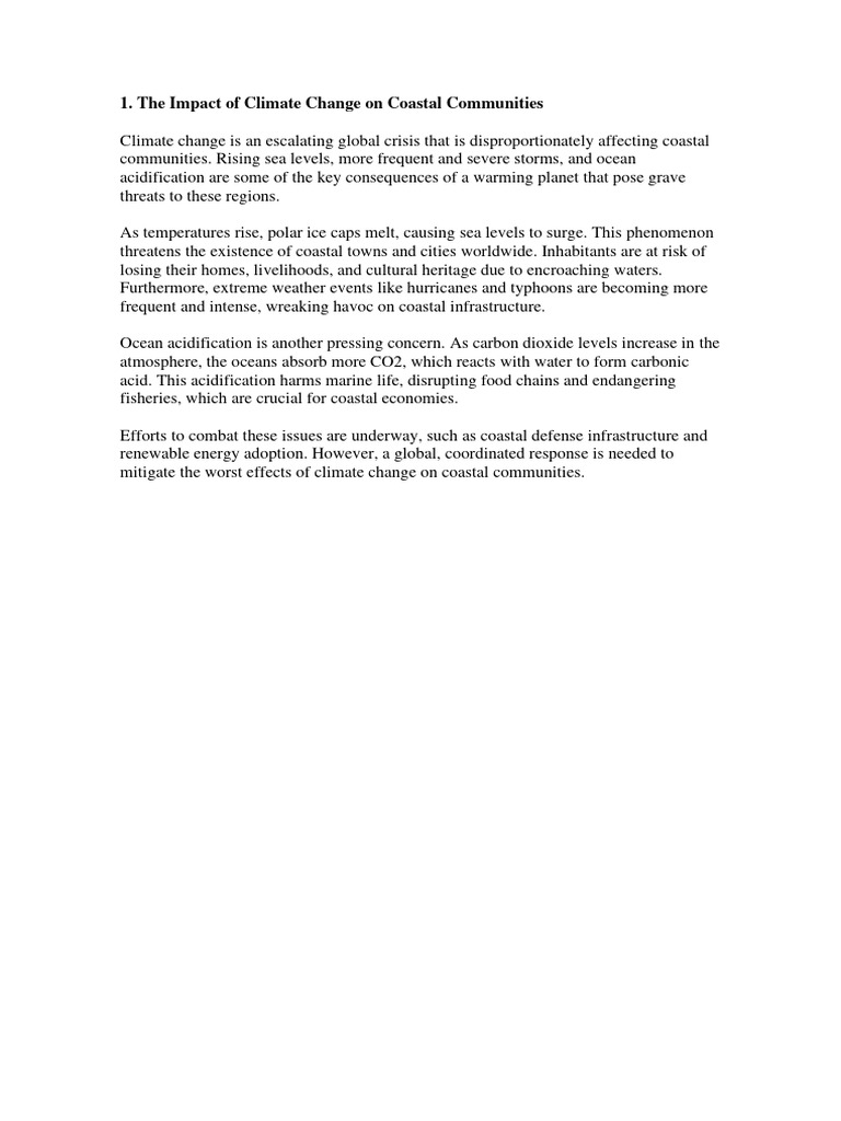 The Impact of Climate Change on Coastal Communities | PDF