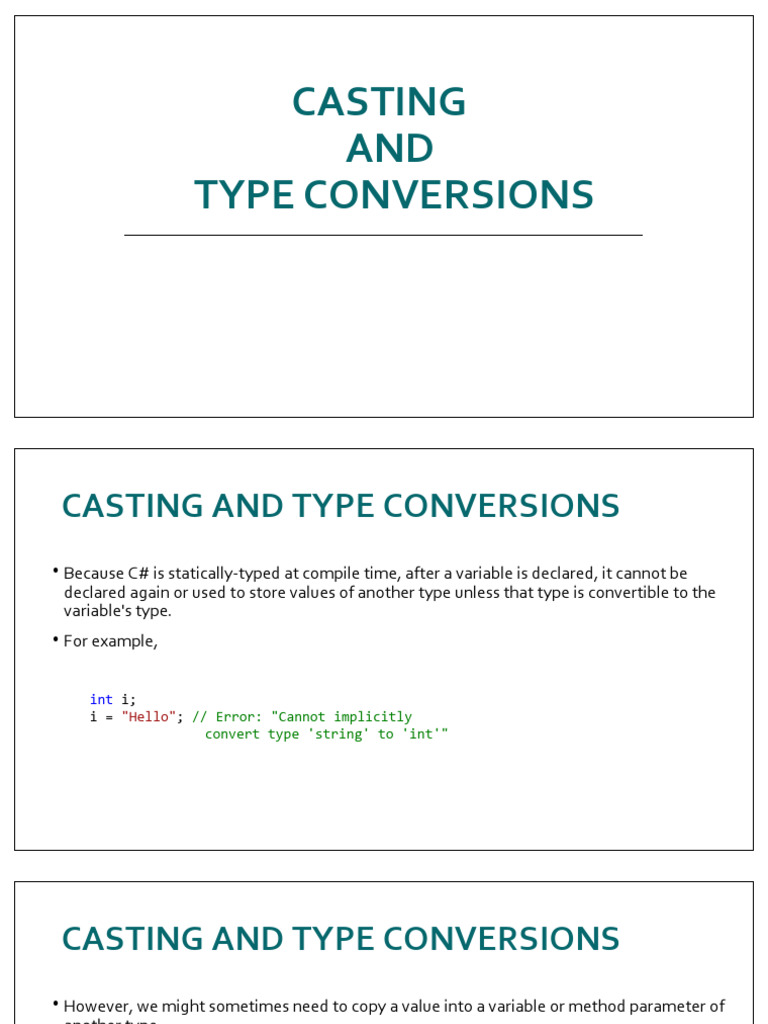 C# Casting and Type Conversions | PDF | Data Type | Object Oriented ...