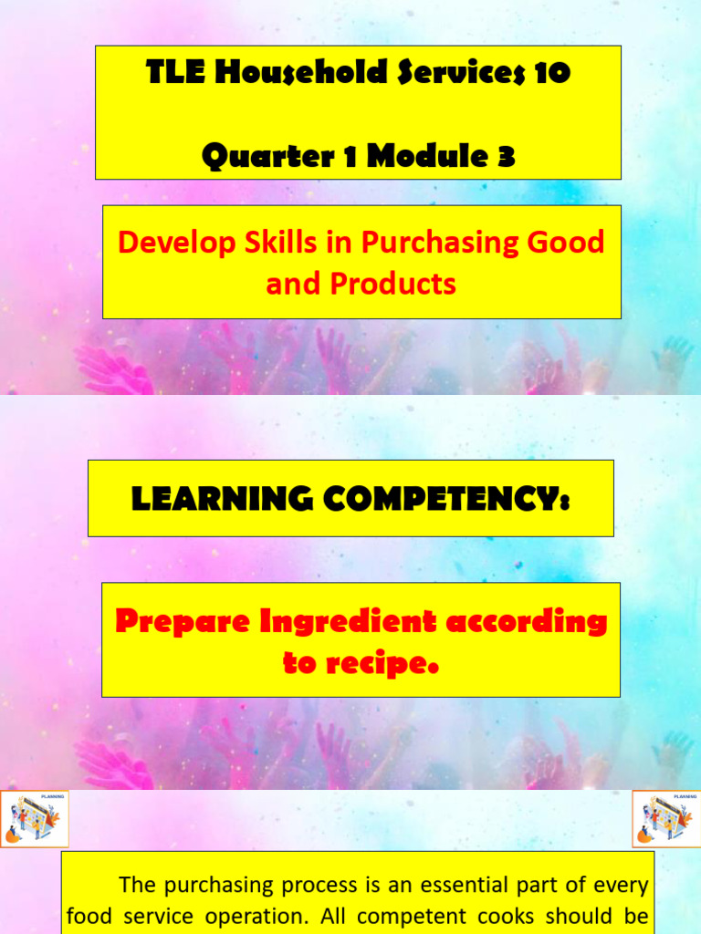 TLE Household Services 10 Quarter 1 Module 3: Develop Skills in ...
