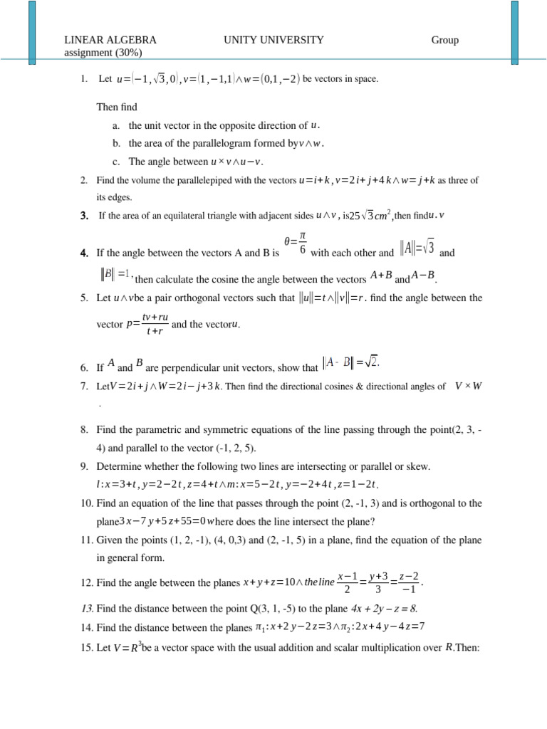 Assignment Linear Alegbra CMC | PDF