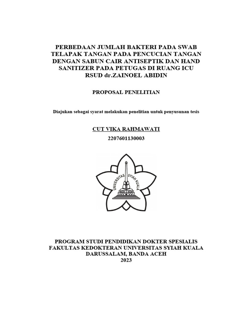 Proposal Perbedaan Jumlah Bakteri Pada Swab Telapak Tangan Pada ...