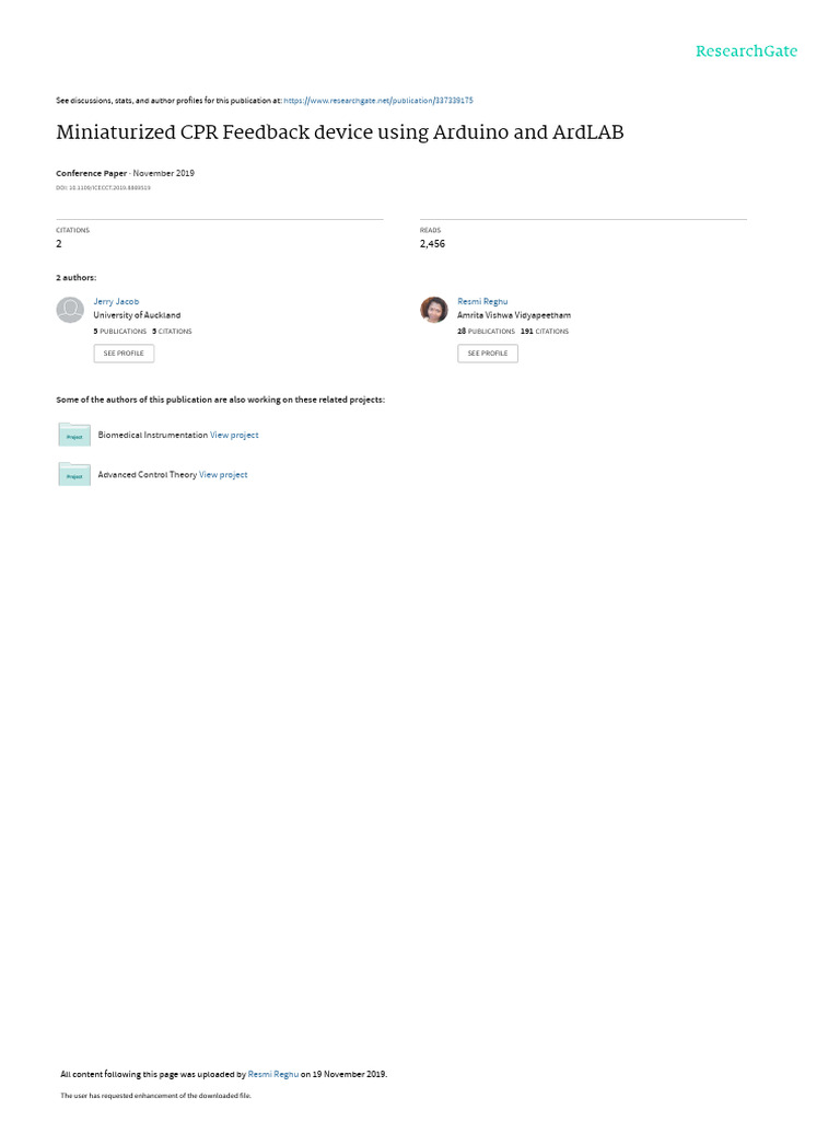 Miniaturized CPR Feedback Device Using Arduino and ArdLAB2019 | PDF ...