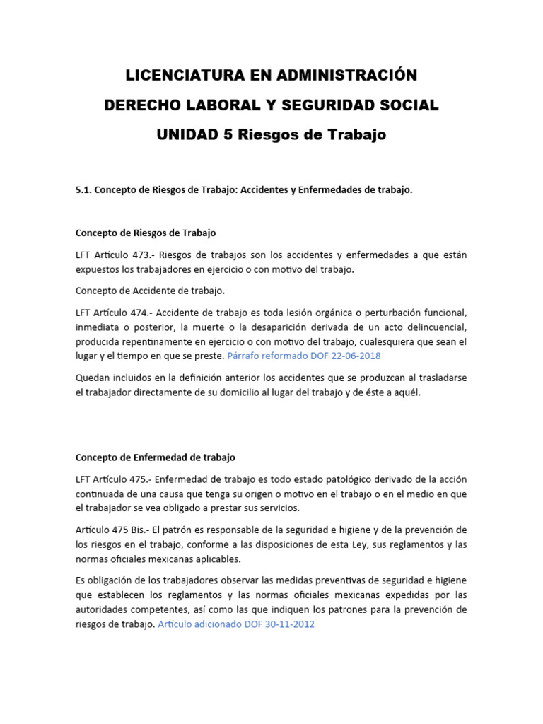 UNIDAD 5 Riesgos de Trabajo 2023 | PDF