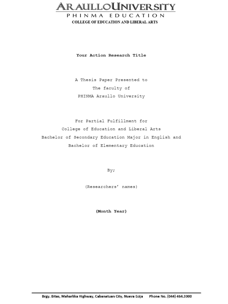 Action Research in Education Thesis Guide | PDF