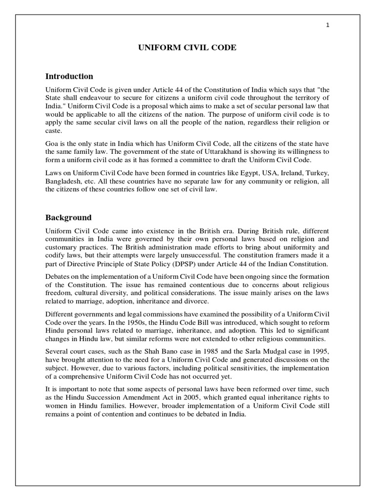 Uniform Civil Code | PDF