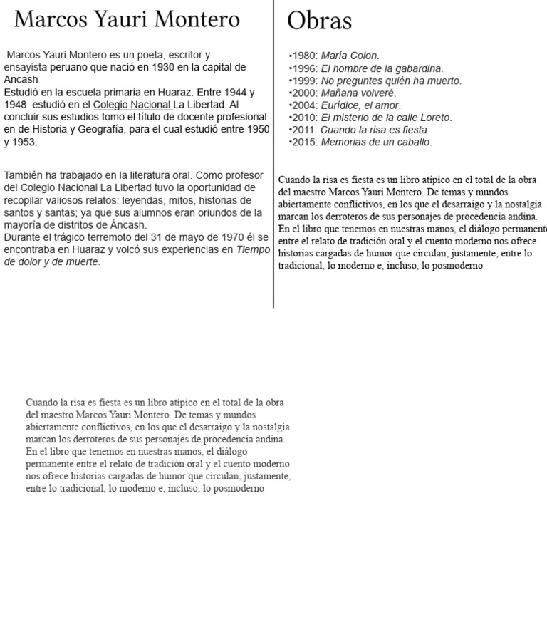 Biografía de Marcos Yauri | PDF | Clásicos | Ficción general