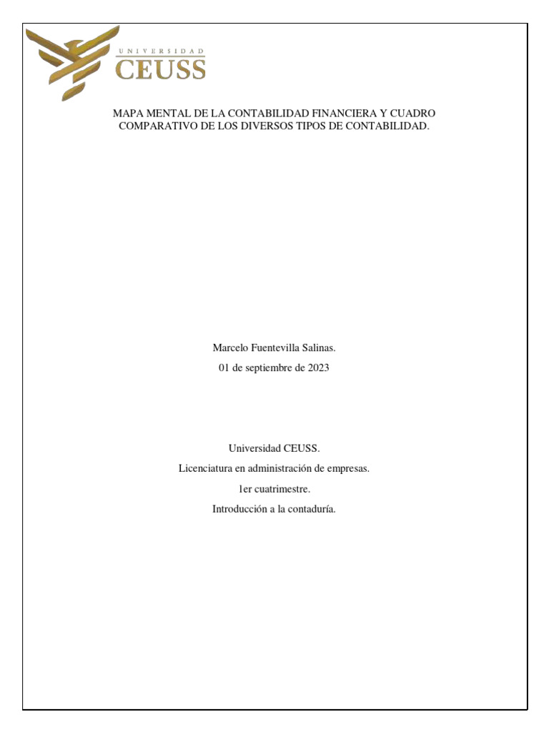Mapa Mental de La Contabilidad Financiera y Cuadro Comparativo de Los ...