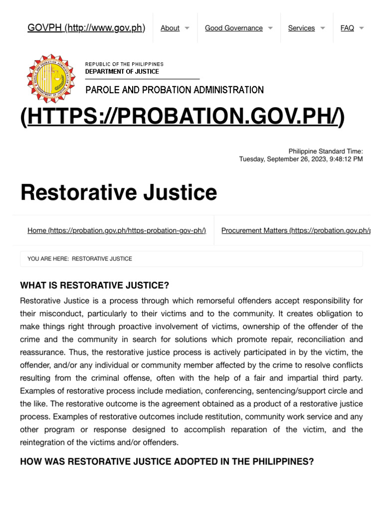 Restorative Justice Parole and Probation Administration | PDF ...