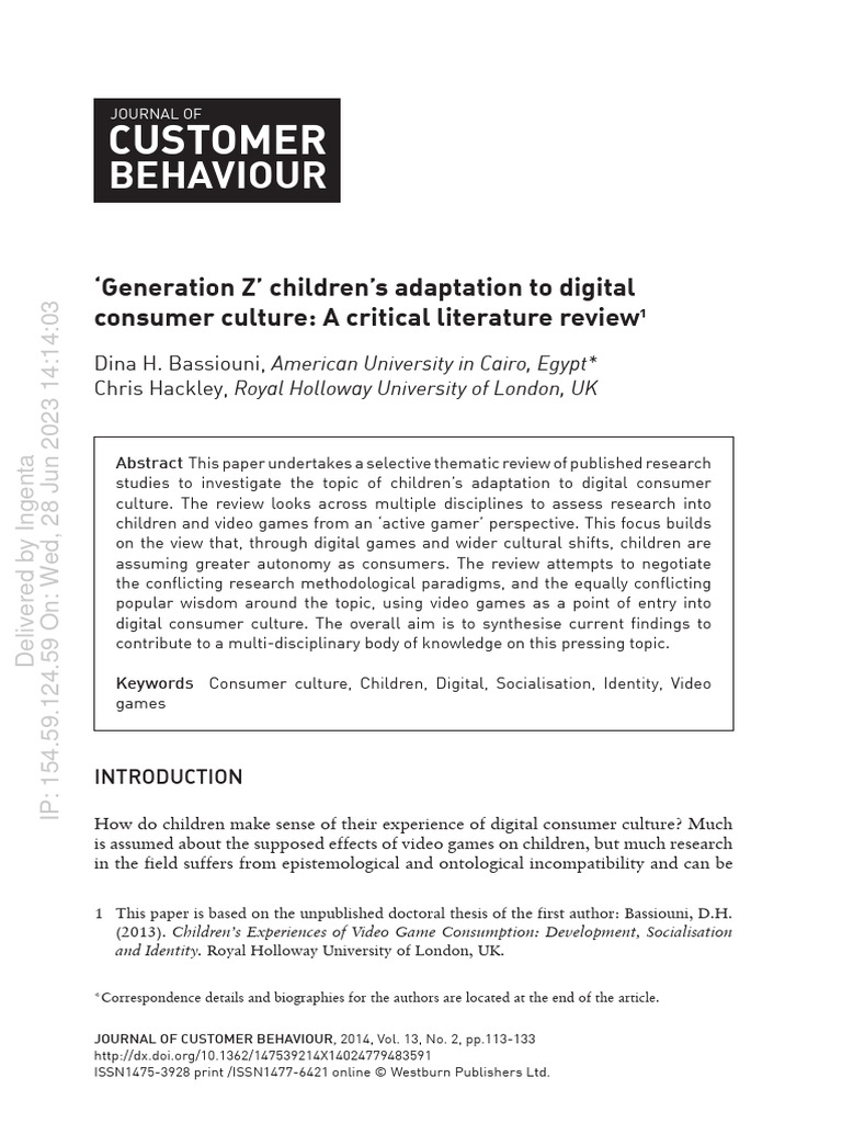 Bassiouni, D.H. and Hackley, C. (2014) - Generation Z' Children's ...