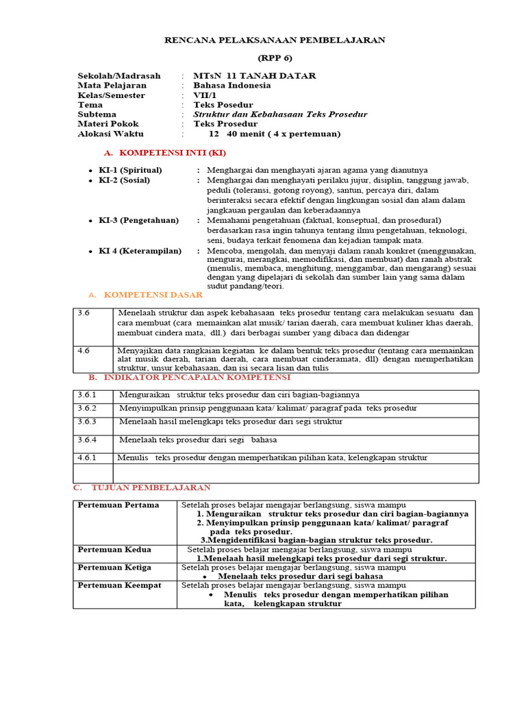 RPP 3.6 Dan 4.6 Prosedur | PDF